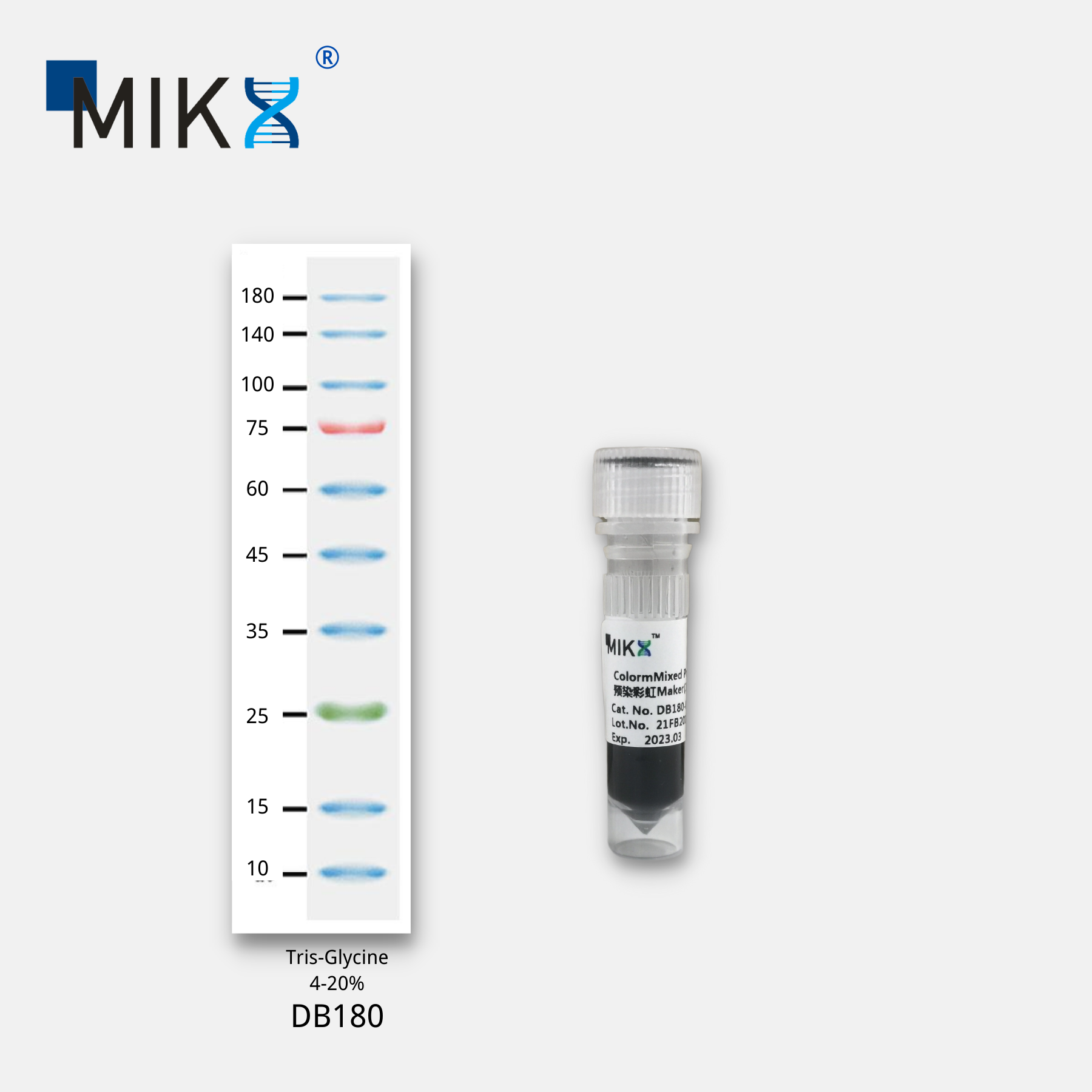 PreStain ™ 预染蛋白彩虹 Marker(10-180kD) - MIKX